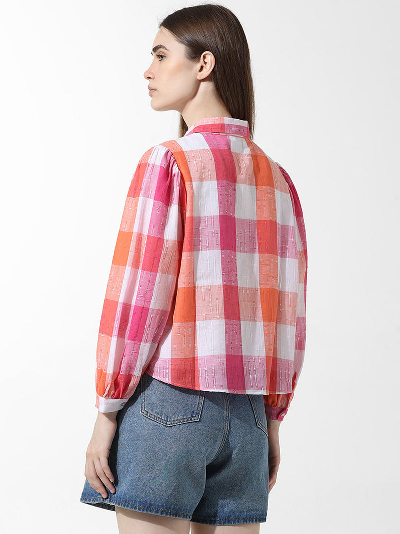 Pink Check Print Shirt