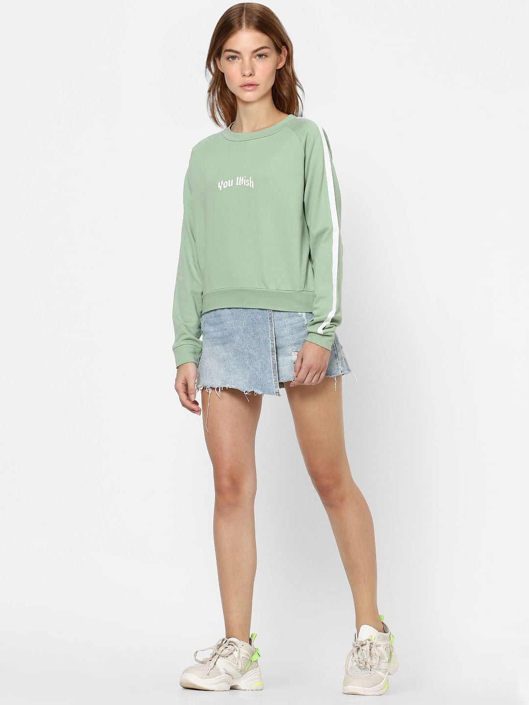 Green Text Print Sweatshirt