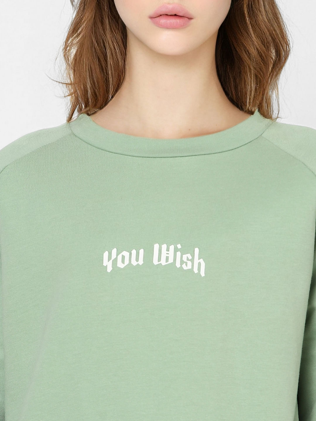 Green Text Print Sweatshirt