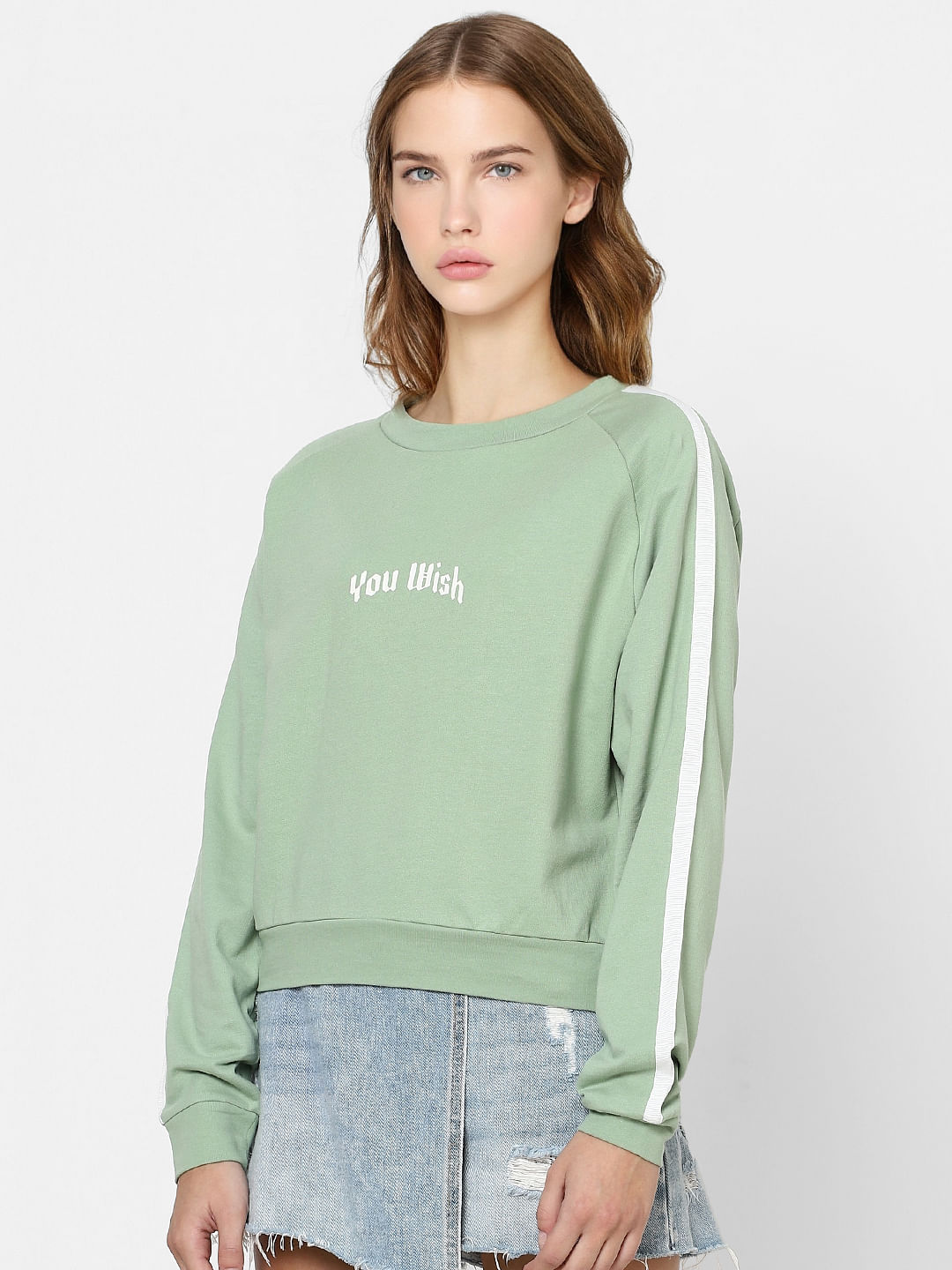 Green Text Print Sweatshirt