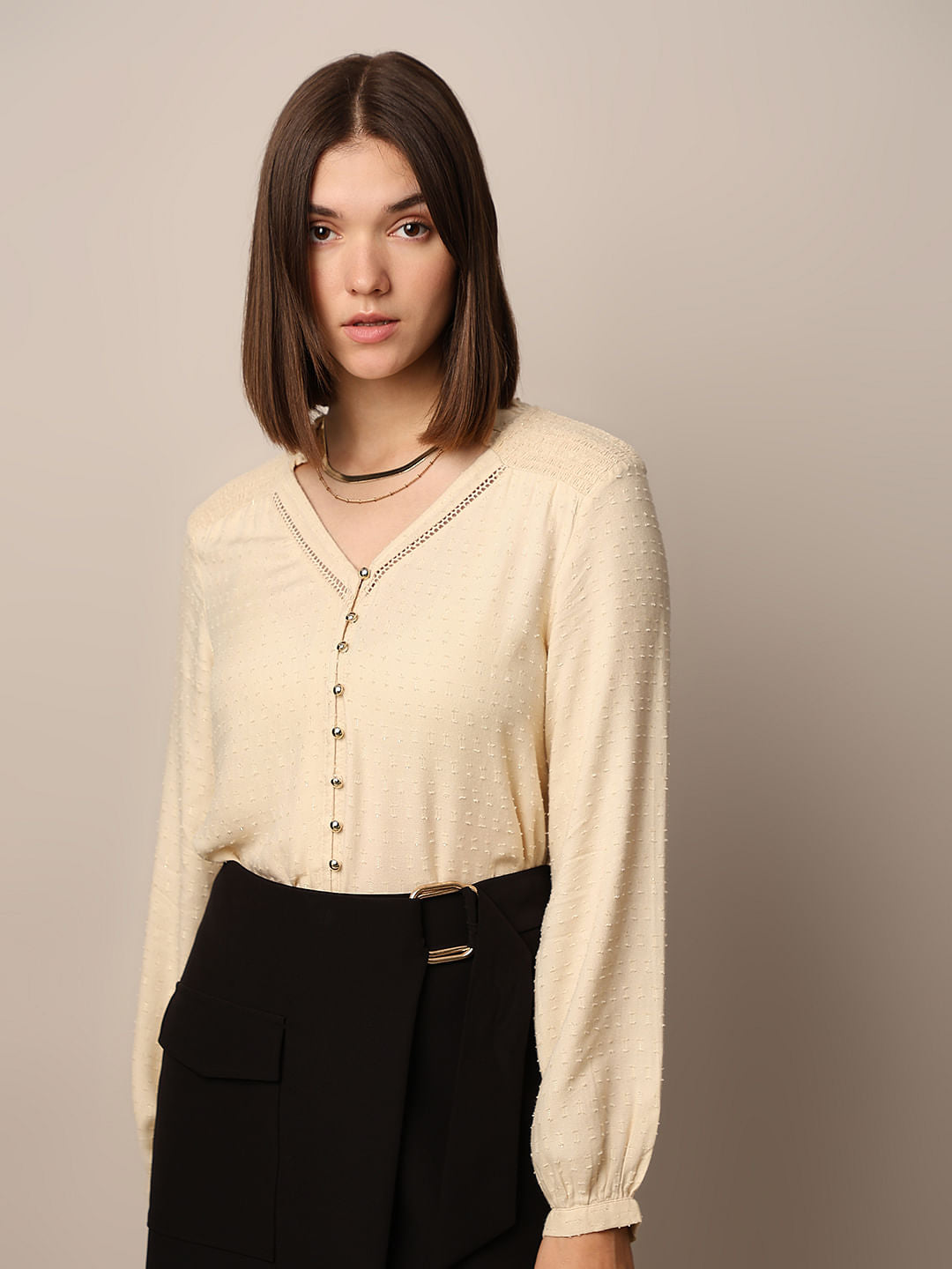 Beige Textured Top