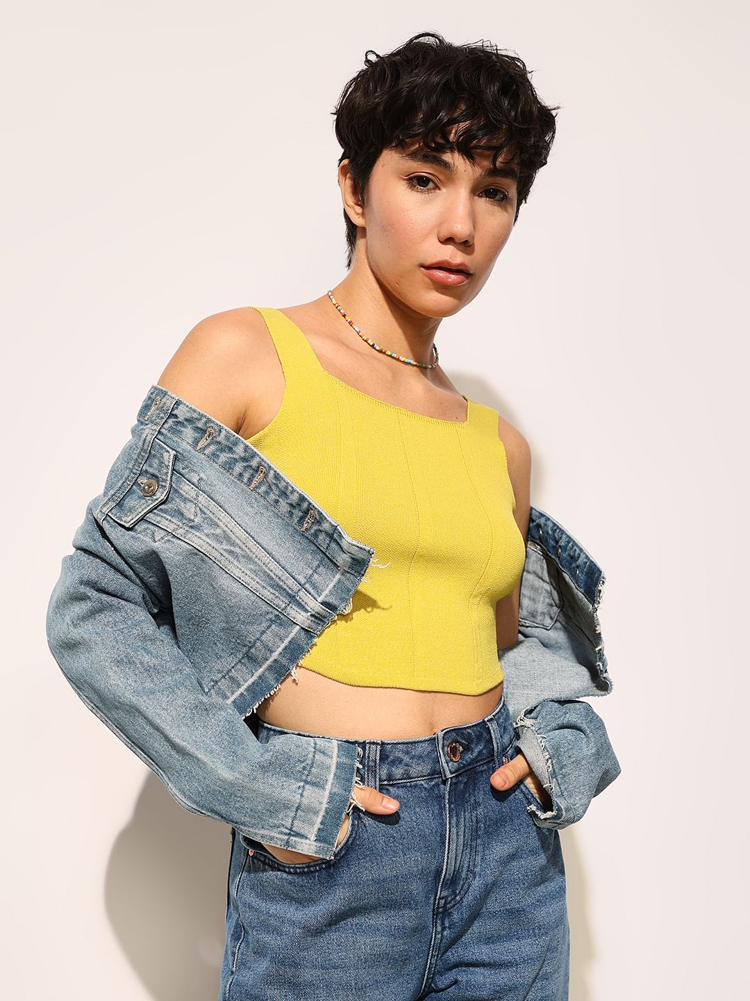 Yellow Short Fitted Corset Top