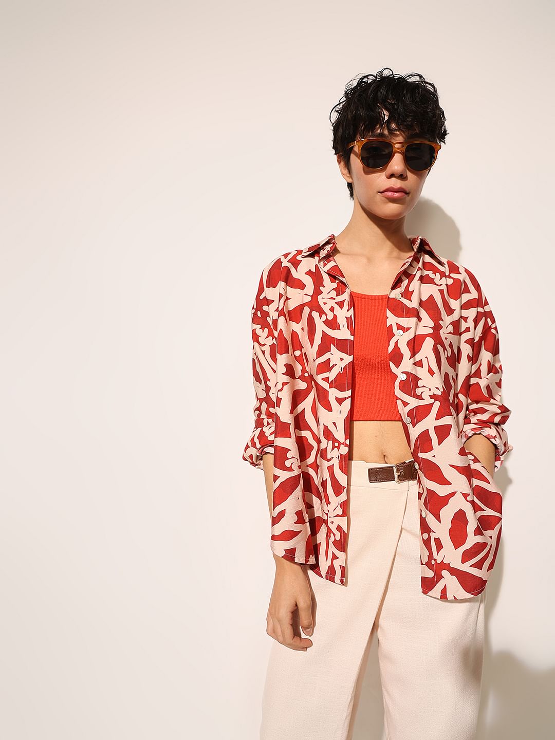 Rust Red Printed Shirt