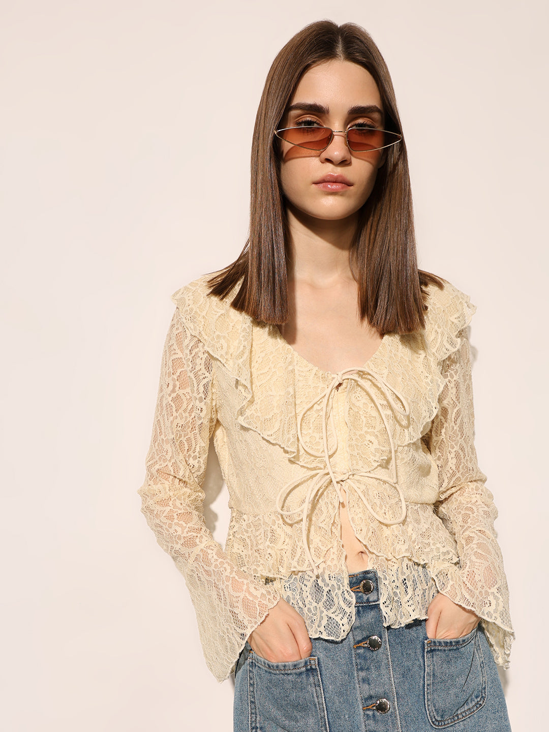 ONLY Beige Lace Top